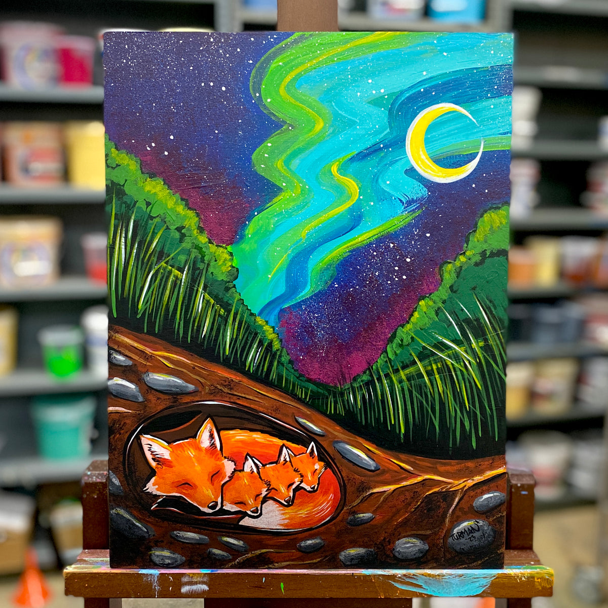 Dream - Fox With Kits - Painting and Prints by MN Artist Adam Turman ...