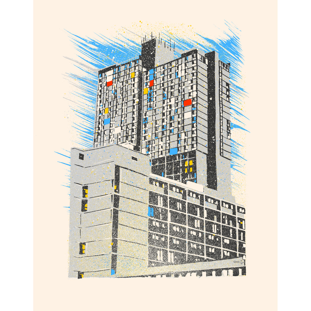 Riverside Plaza Screen Print by Artist Adam Turman – Turman Artwork Company