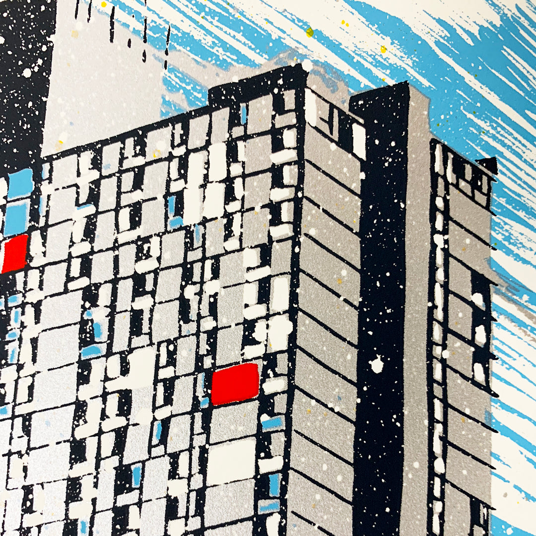 Riverside Plaza Screen Print by Artist Adam Turman – Turman Artwork Company